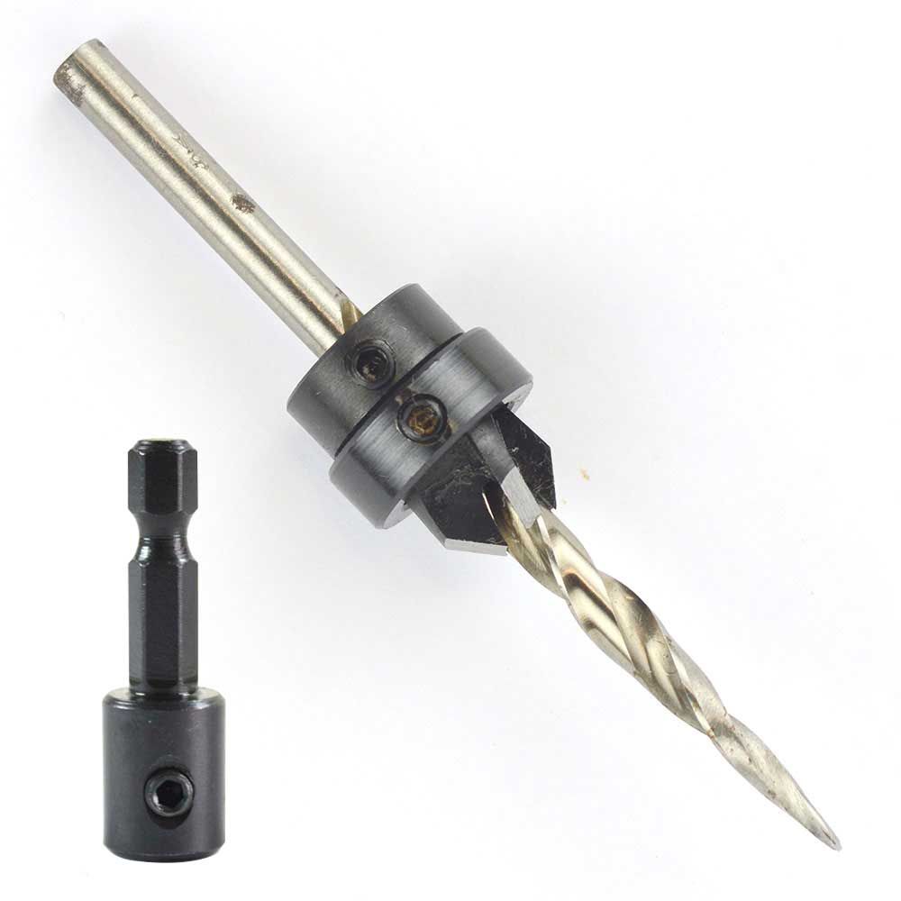 Universal 1/4" Countersink With Taper Drill Quick Change Hex Shank Ada ...