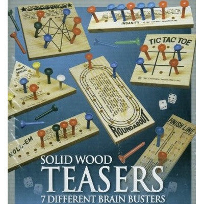 7 Wooden Peg Table Board Game Set Brain Mind Tic Tac Toe Roll-Em Insan ...