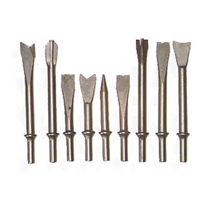 9 Piece Chiseling Bit Attachments for Air Hammer Chisel Punch Metal Cu