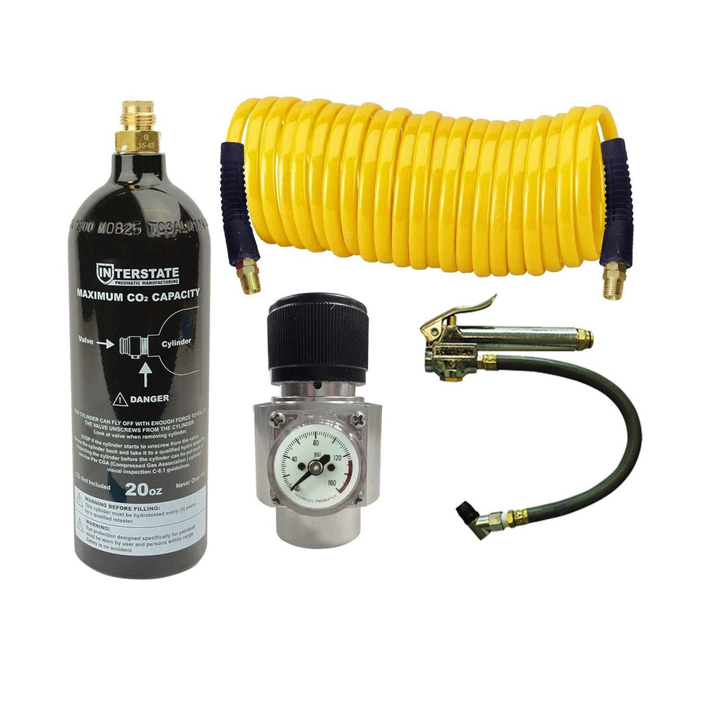 Portable CO2 Regulator, Recoil Hose, Tire Inflator CO2 Cylinder Tank