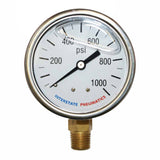 Oil Filled Air Pressure Gauge 1000 PSI 1/4' NPT Bottom Mount Gage
